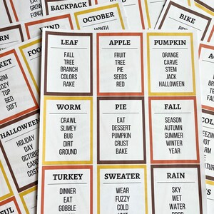 Fall Taboo Game, Printable Thanksgiving Activity, Autumn Party Game for ...