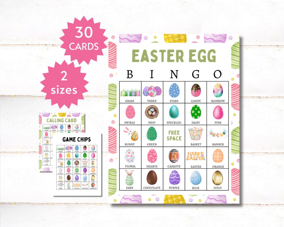 Easter Egg Bingo Cards, Printable Easter Party Game for Kids, Spring ...