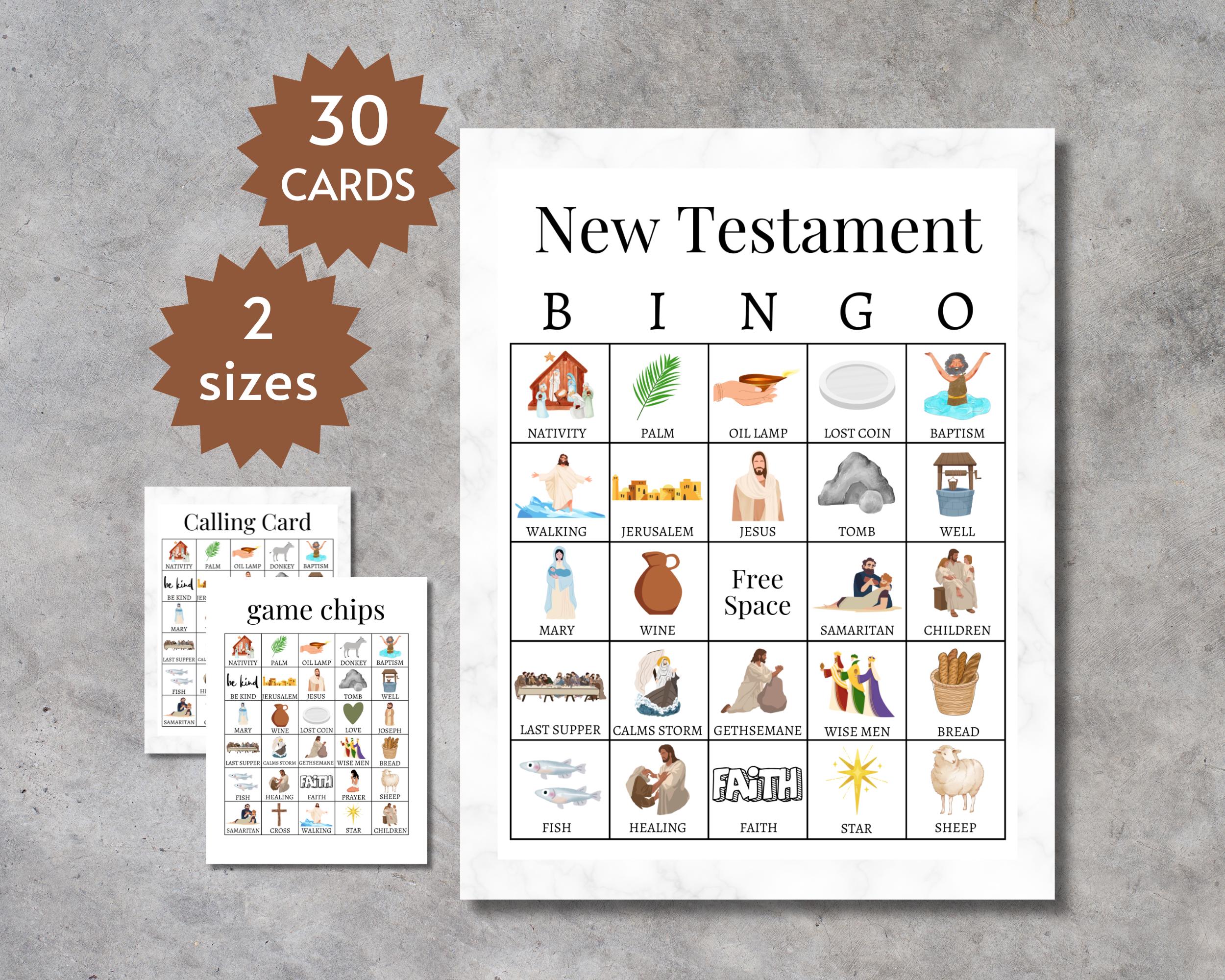 New Testament Bingo Cards, Bible Party Game for Kids, Teens, and Adults ...