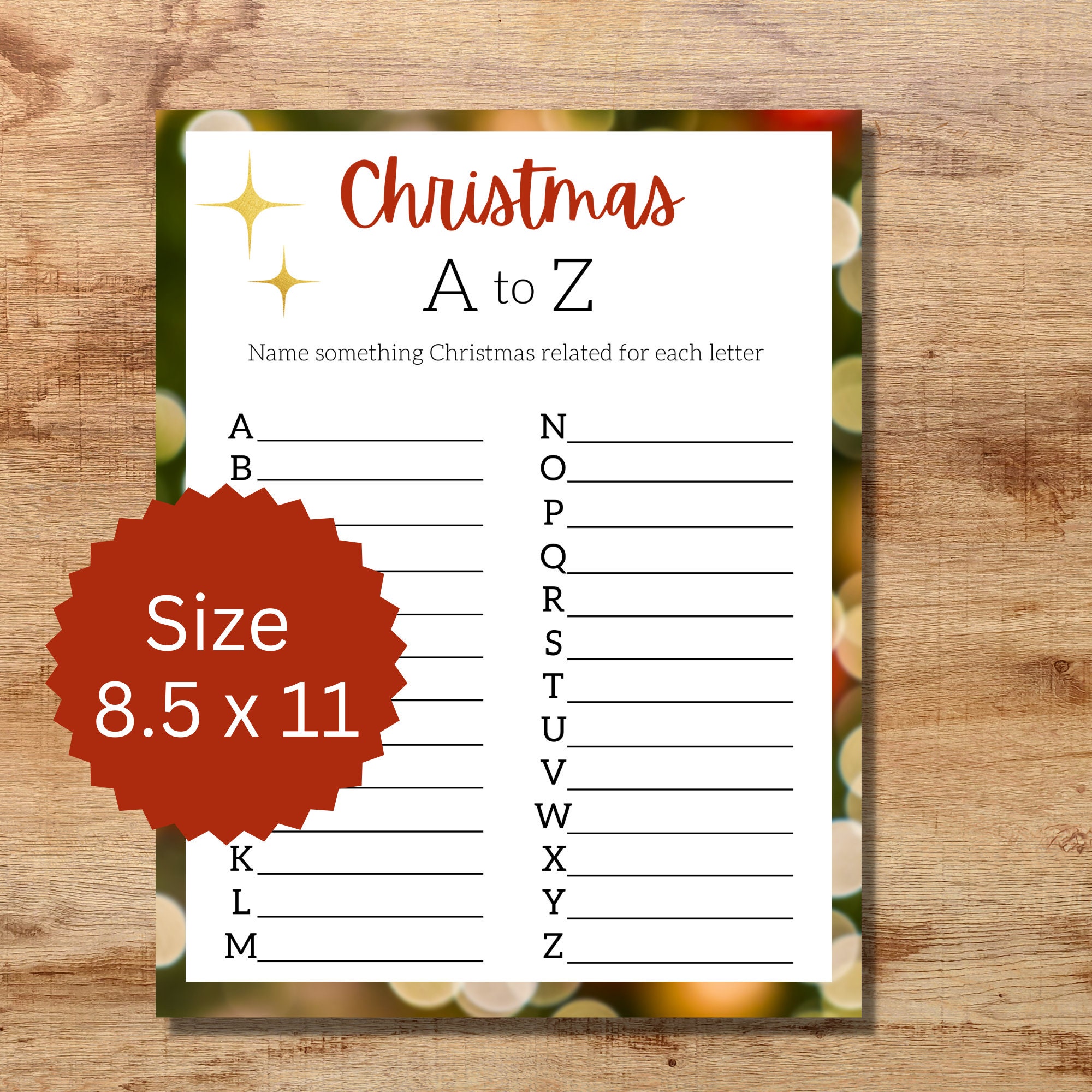 Christmas A-Z Race Game, Printable Holiday Party Game for All Ages ...