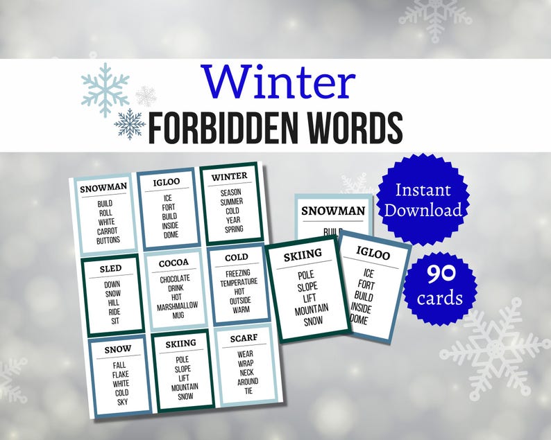 Winter Card Game, Printable Winter Party Game for Kids, Teens, and ...