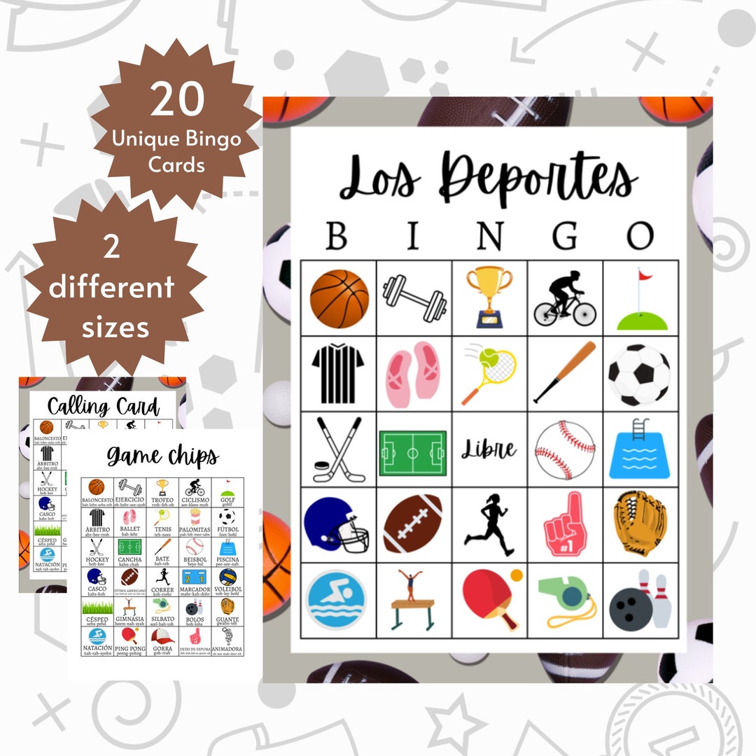 Spanish Bingo Spanish Learning Game for Kids Spanish Sports - Etsy