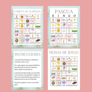 Spanish Easter Bingo Cards, Printable Easter Party Game for Kids, Teens ...