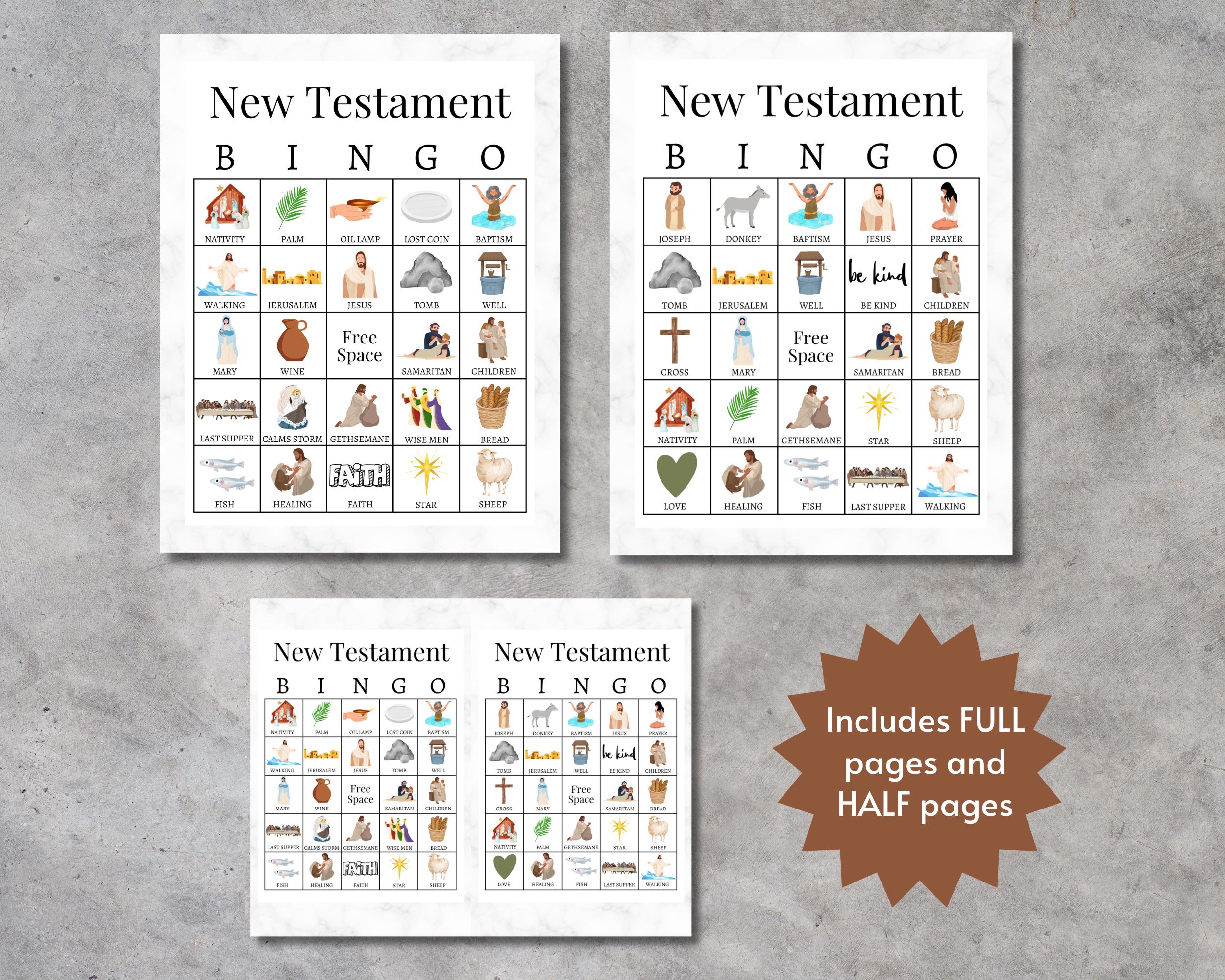 New Testament Bingo Cards, Bible Party Game for Kids, Teens, and Adults ...