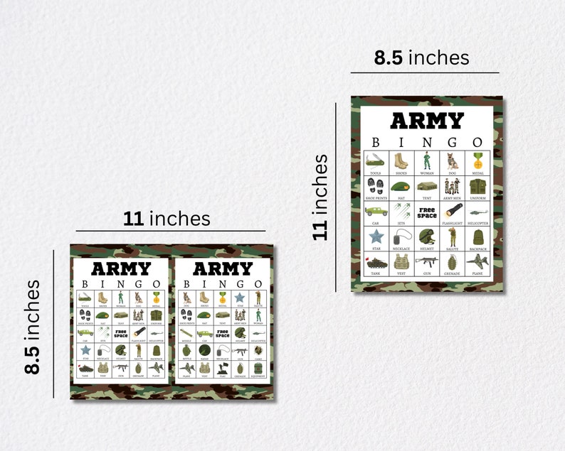 Army Bingo Cards, Printable Military Game for Kids, Teens, and Adults ...