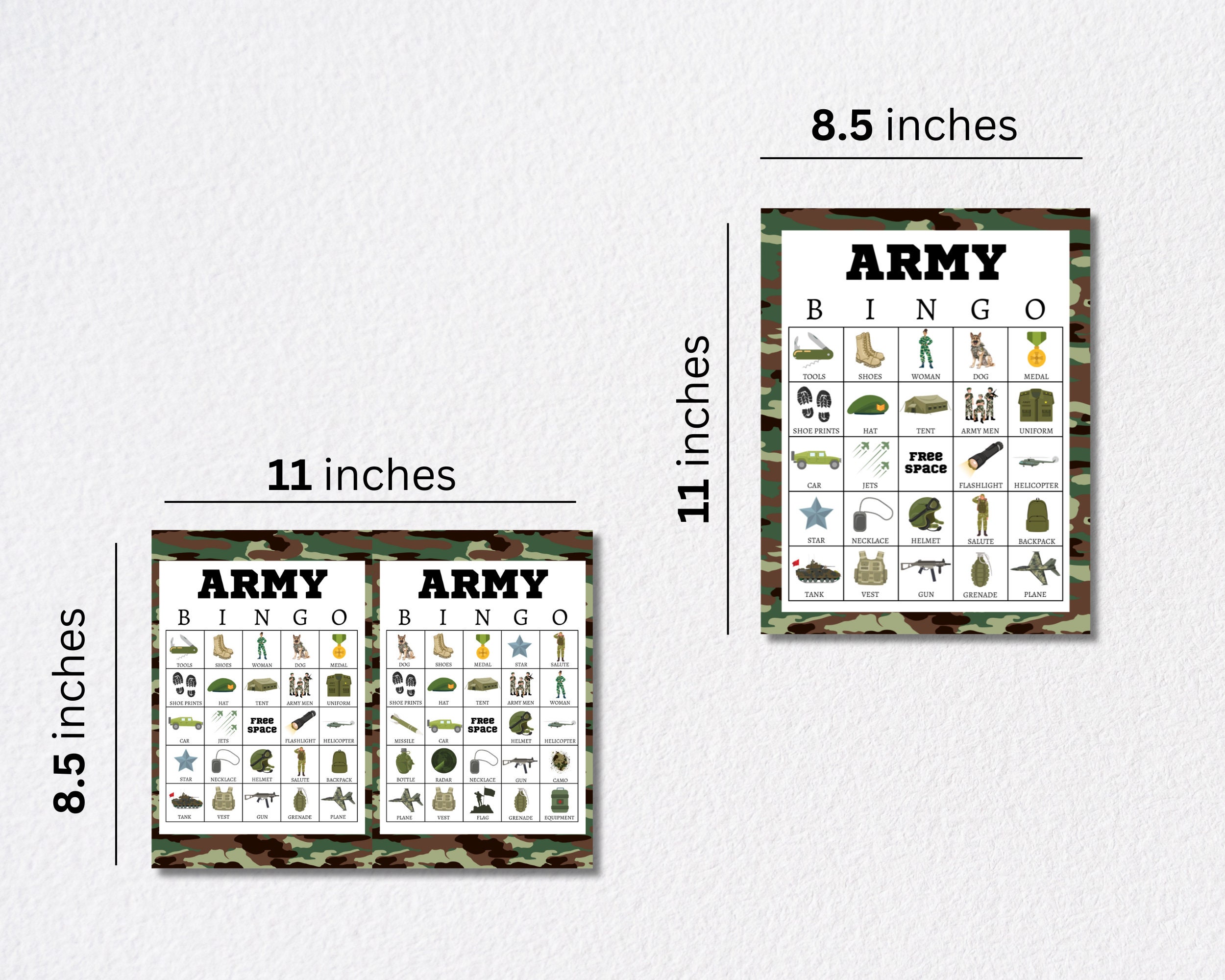 Army Bingo Cards, Printable Military Game for Kids, Teens, and Adults ...