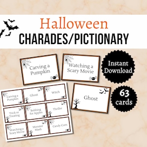Halloween Charades Cards, Printable Halloween Pictionary Game, October ...