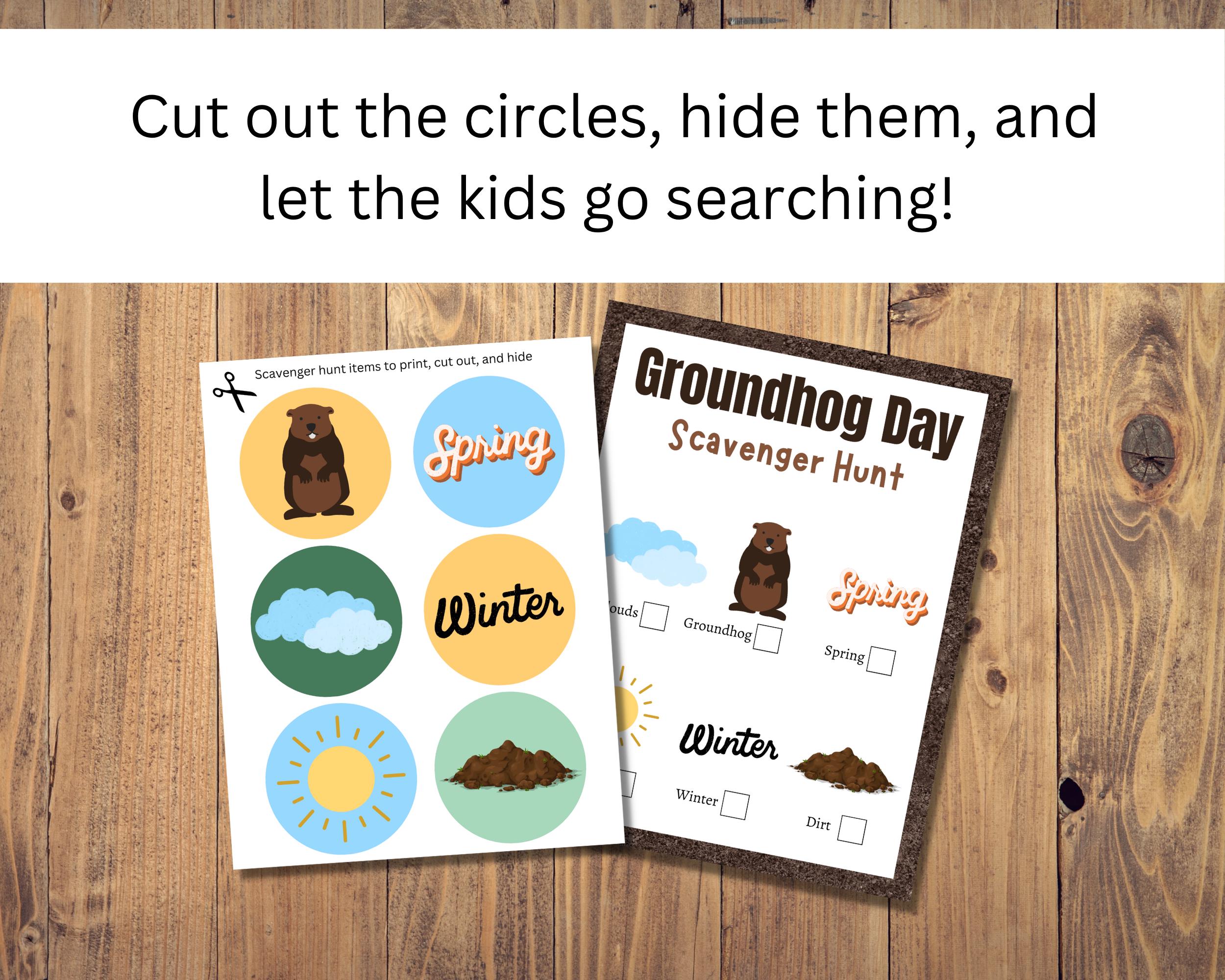 Groundhog Day Scavenger Hunt for Kids, Printable Groundhog Game for ...