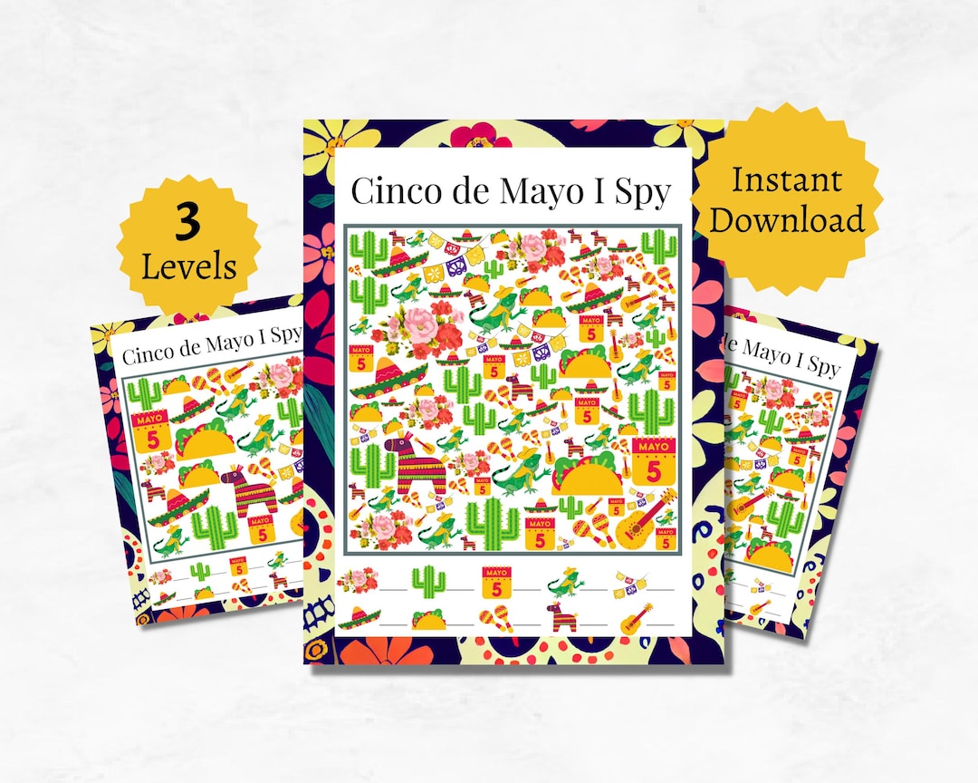 Cinco De Mayo I Spy, Printable Party Games for Kids, May 5th Activity ...