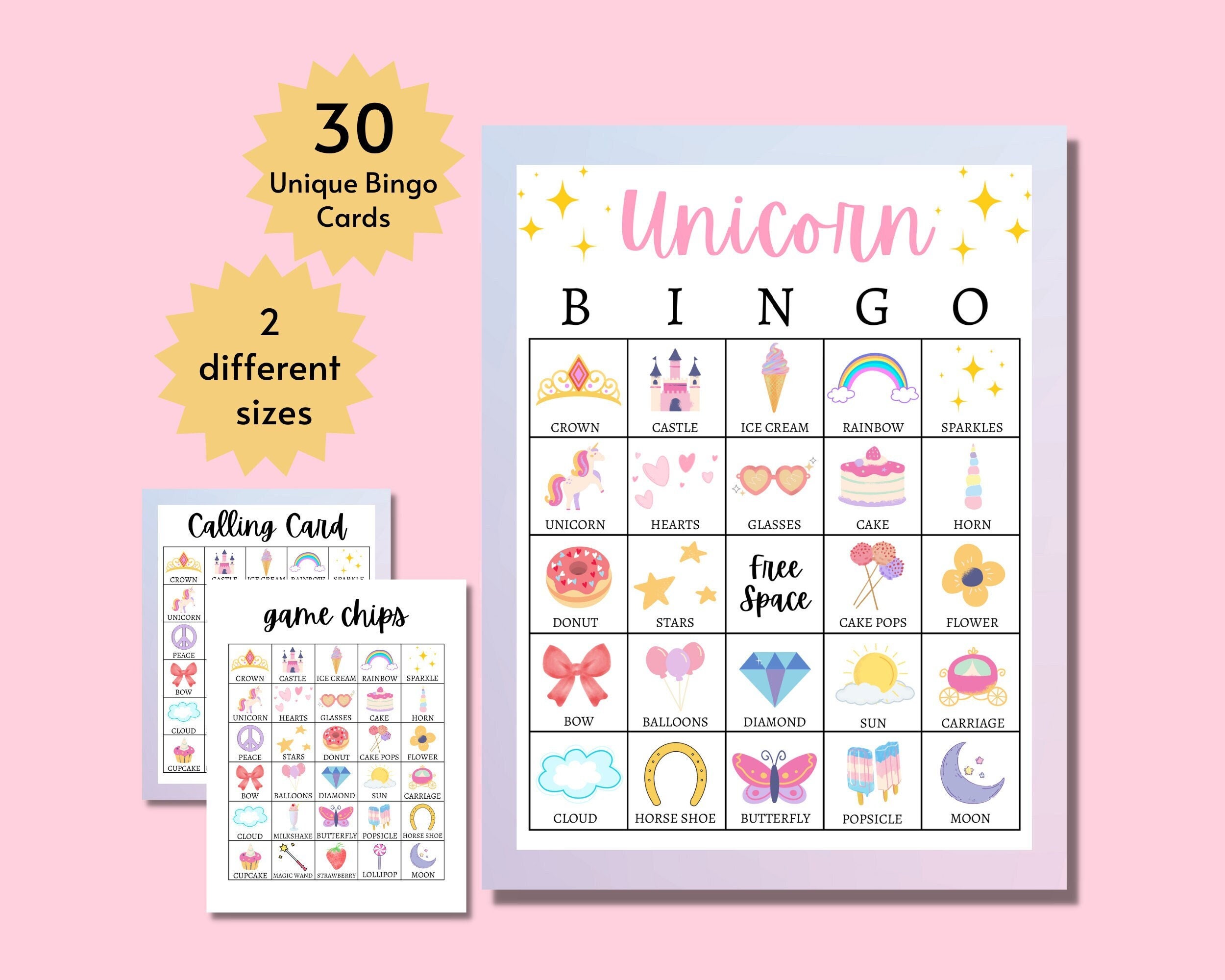 Unicorn Bingo, Unicorn Party Games, Printable Unicorn Birthday Party ...