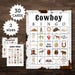 Cowboy Bingo Cards, Printable Wild West Party Game for Kids, Teens, and ...