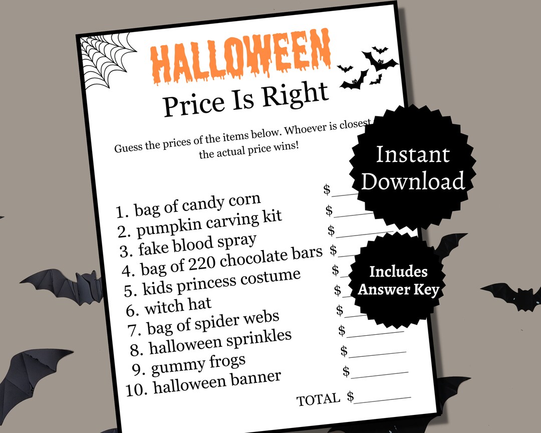 Halloween Price is Right Game, Printable October Party Activity for ...