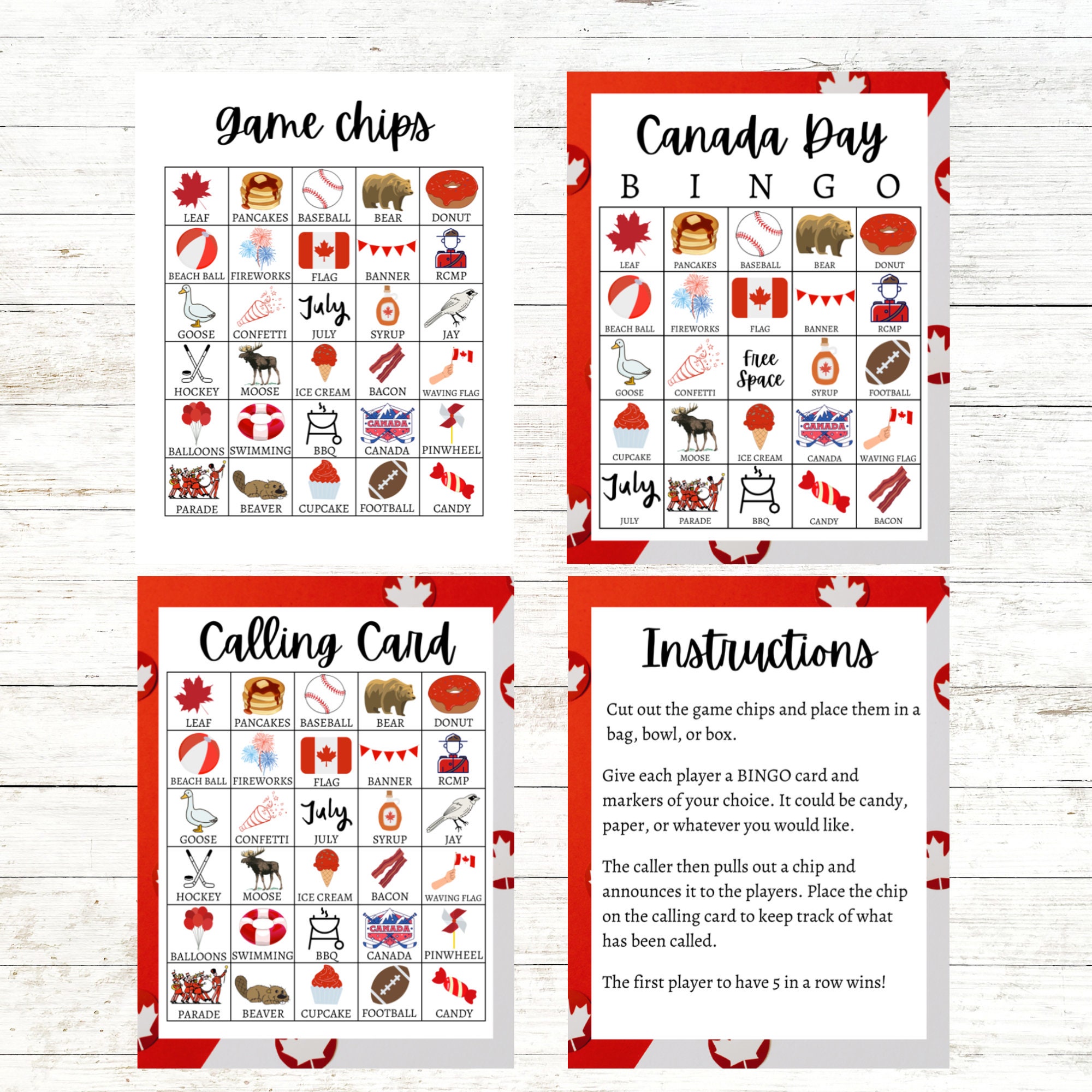 Canada Day Bingo, Printable Canada Party Game for Kids, Teens, and ...
