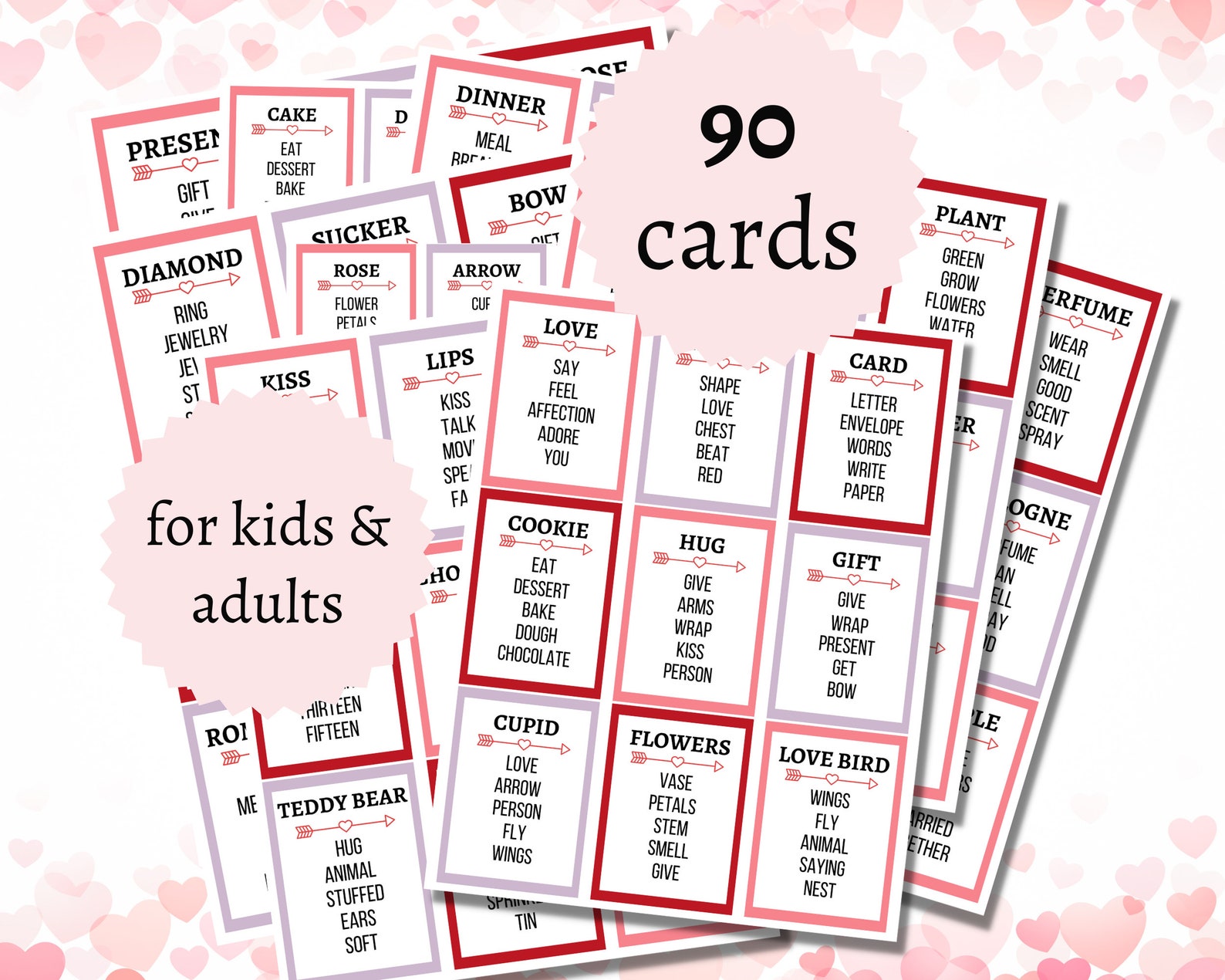 Valentine's Day Taboo Game, Printable Valentine's Party Game for Kids ...