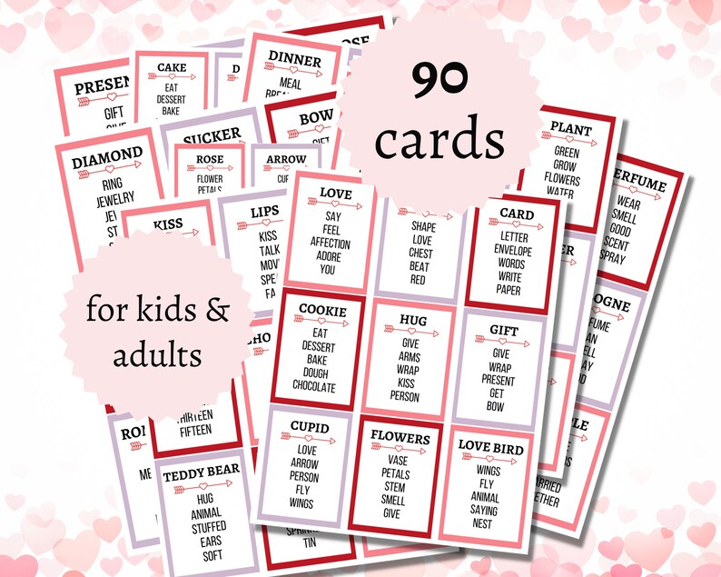 Valentine's Day Taboo Game, Printable Valentine's Party Game for Kids ...