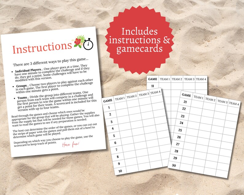 Summer Minute to Win It Games, Printable Luau Party Games for Kids ...