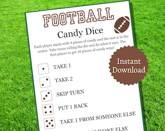 Football Party Games, Candy Dice, American Football Event for Kids ...