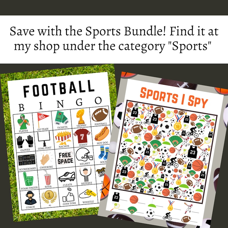 Football Bingo, Printable Bingo, Super Bowl Game, Football Bingo for ...