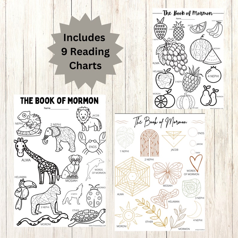 Book of Mormon Reading Charts Bundle, Printable LDS Scripture Study ...