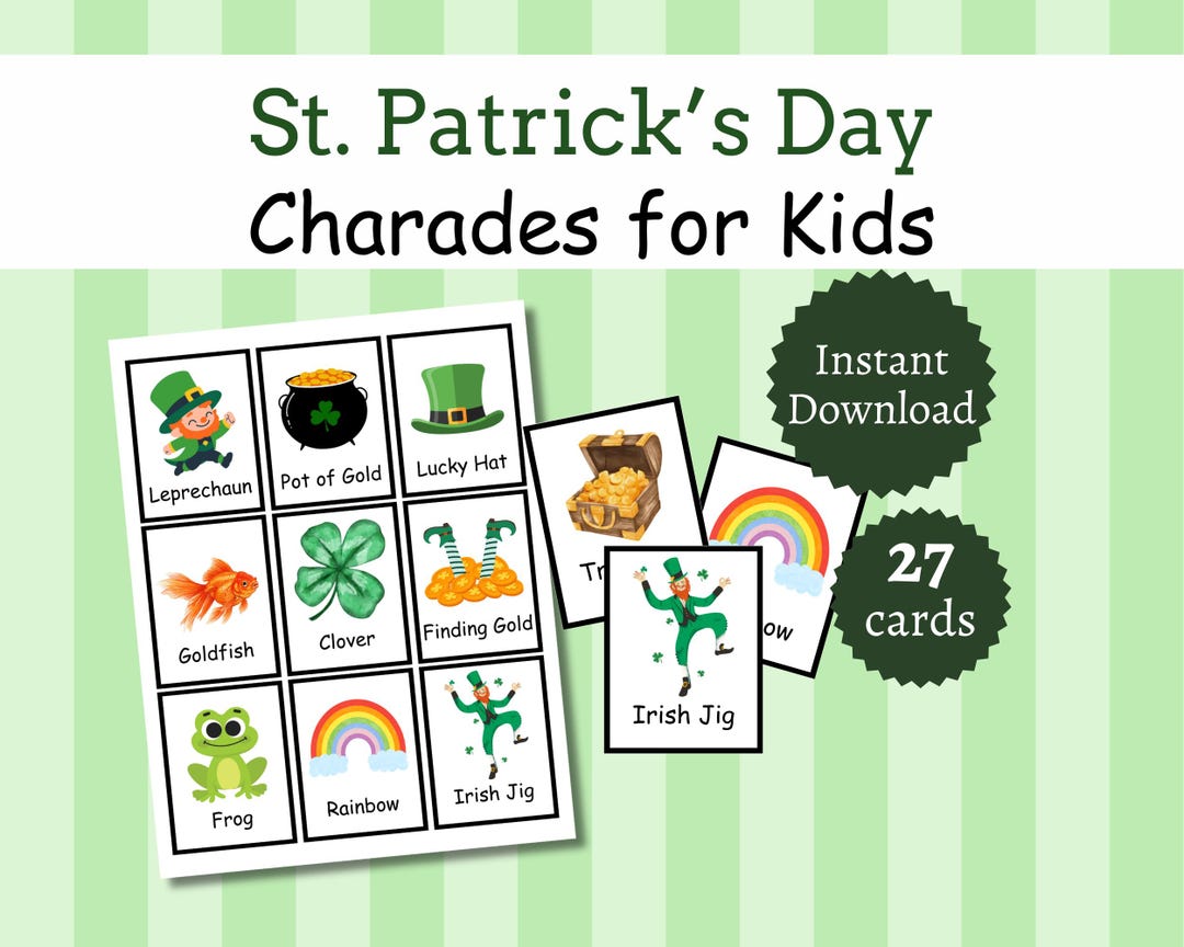 St. Patrick's Day Charades for Kids, Printable Cards With Pictures ...
