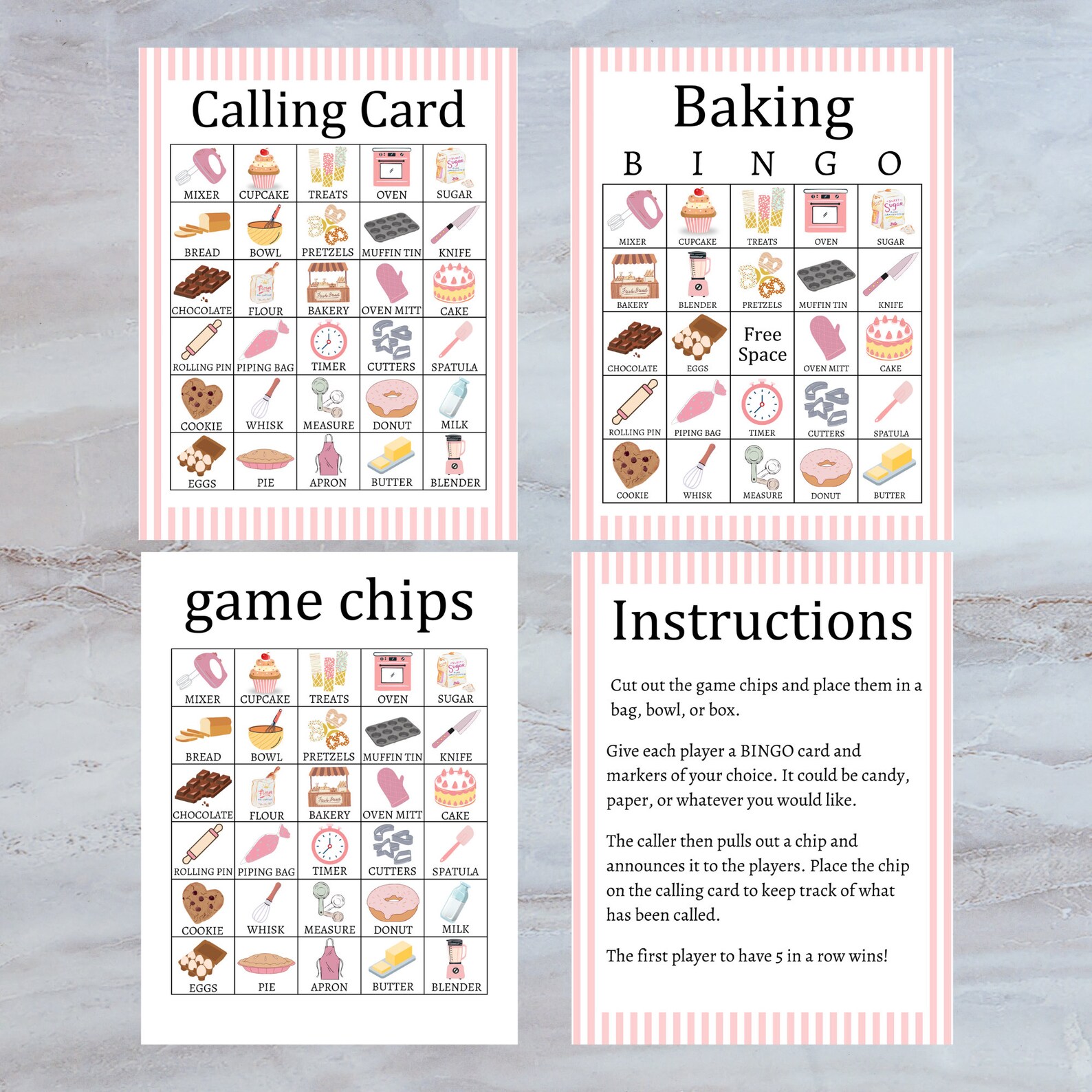 Baking Bingo Cards Bundle, Printable Baking Birthday Party Game for ...