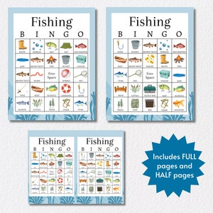 Fishing Bingo Cards, Fishing Birthday Party Game for Kids and Adults ...