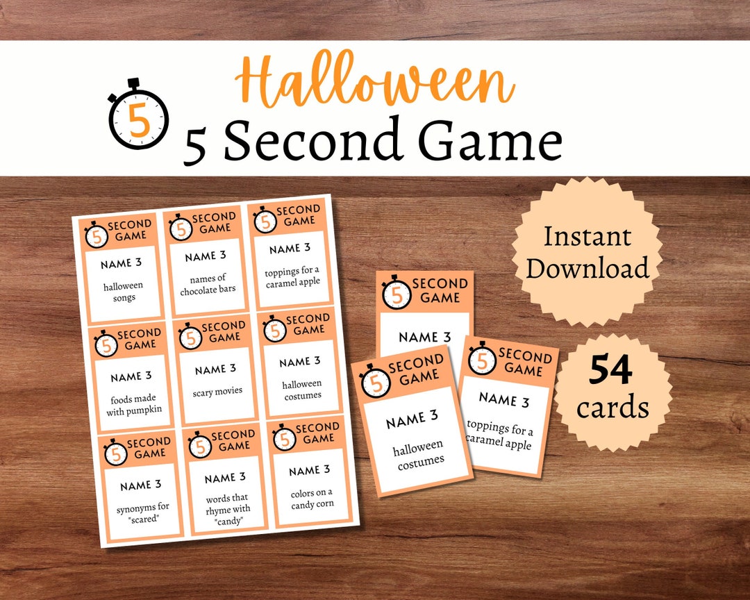 Halloween 5 Second Game, Printable Halloween Party Game for Teens and ...