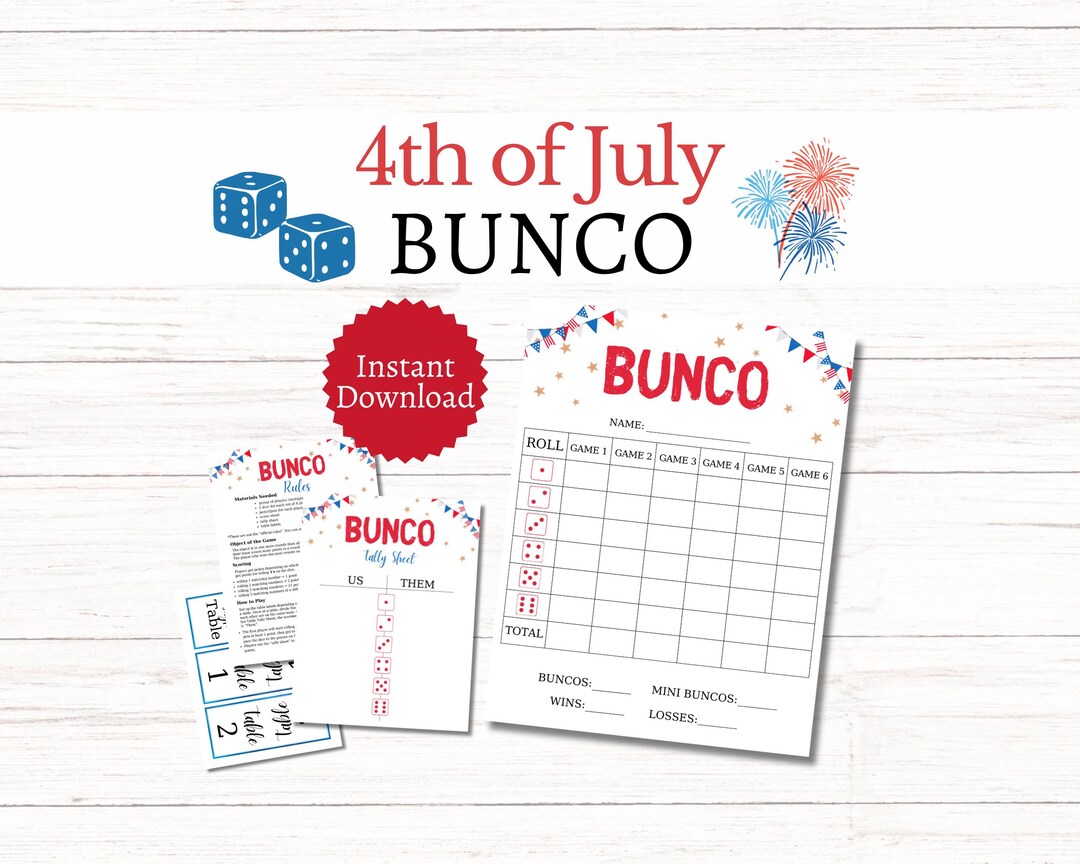 4th of July Bunco Bundle, Printable Independence Day Party Game for ...