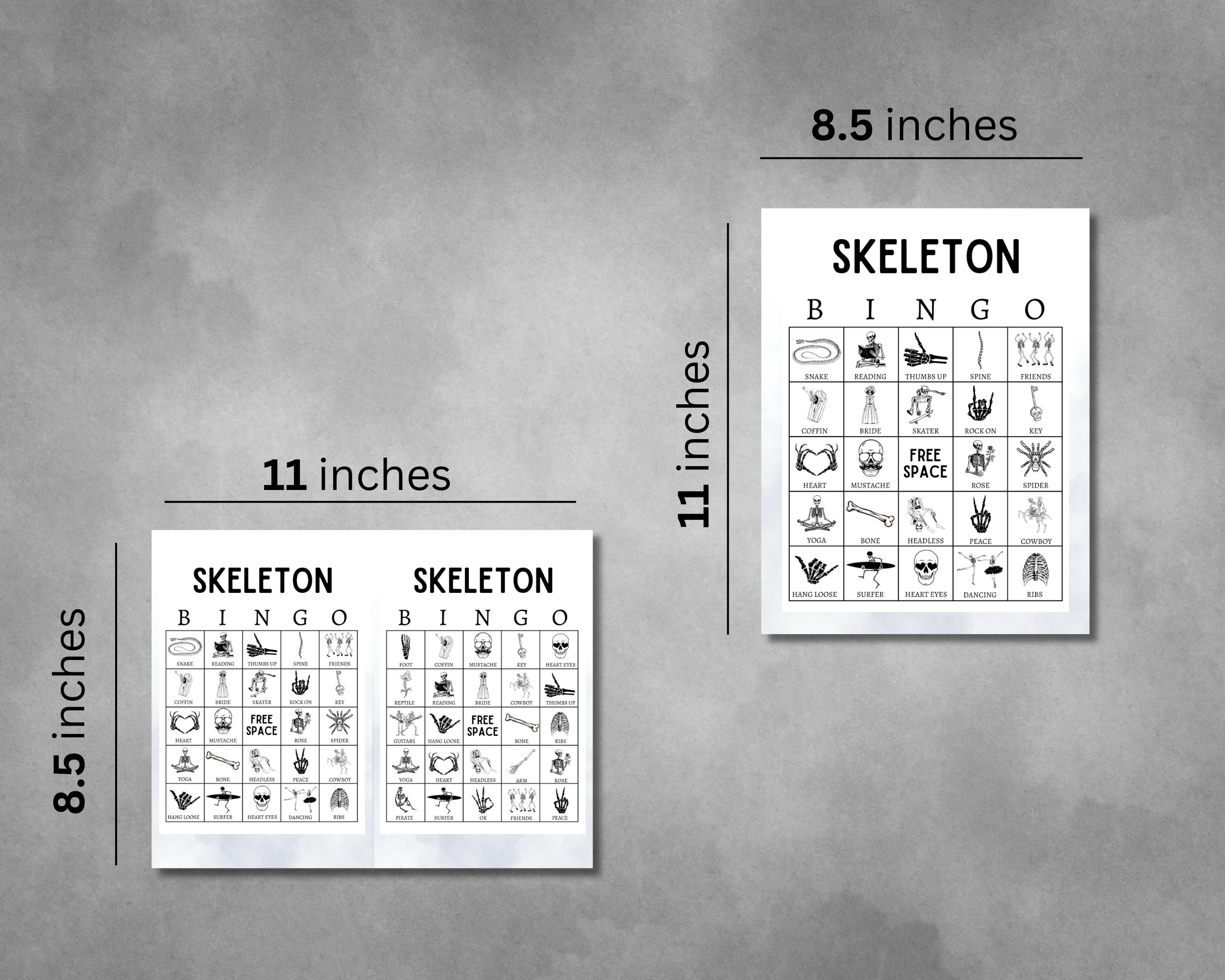 Skeleton Bingo Cards, Halloween Party Game for Kids, Teens, and Adults ...