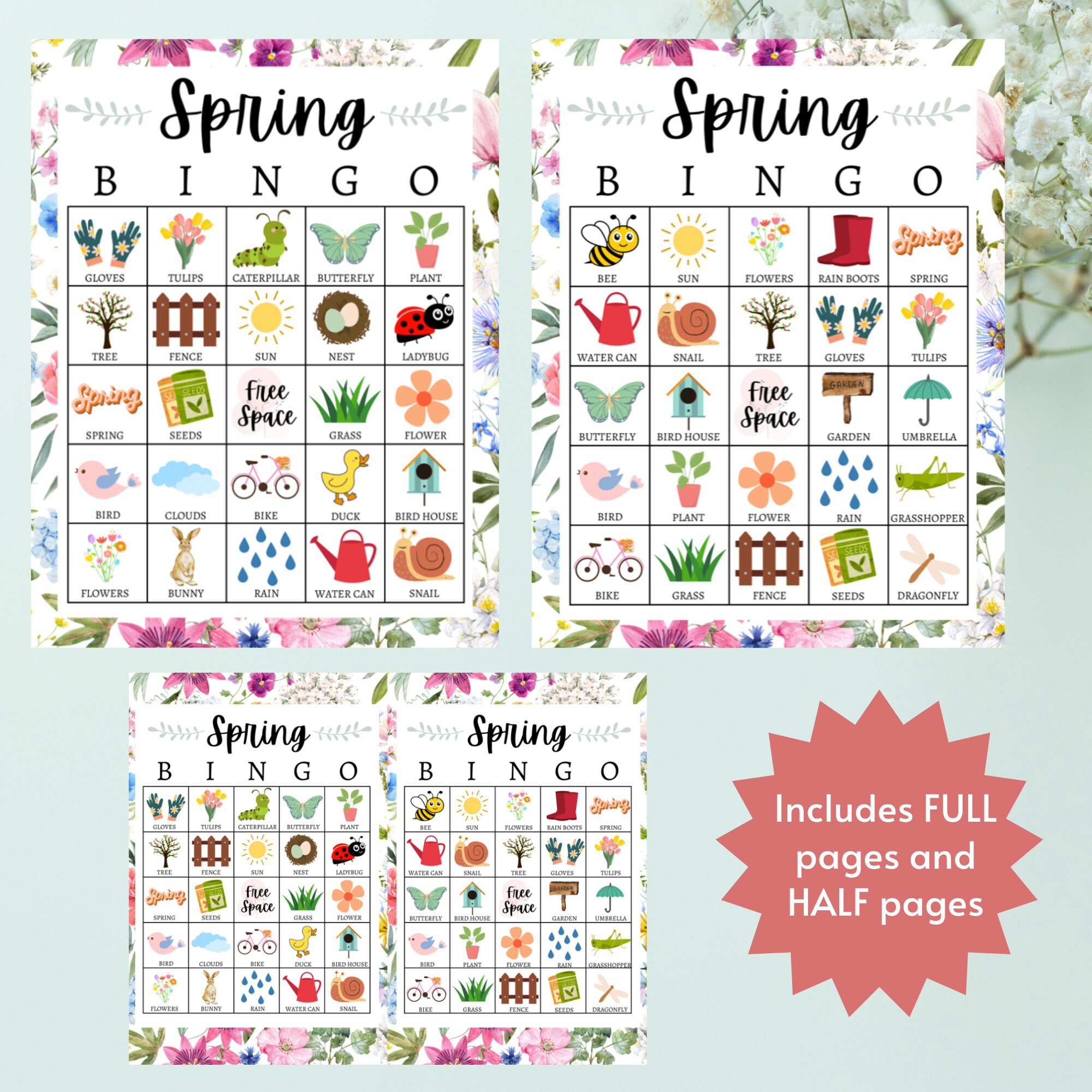 Spring Bingo Spring Activities Printable Easter Games - Etsy