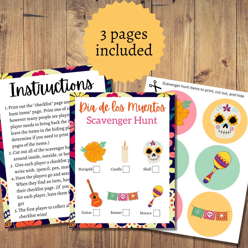 Dia De Los Muertos Scavenger Hunt for Kids, Printable Day of the Dead ...