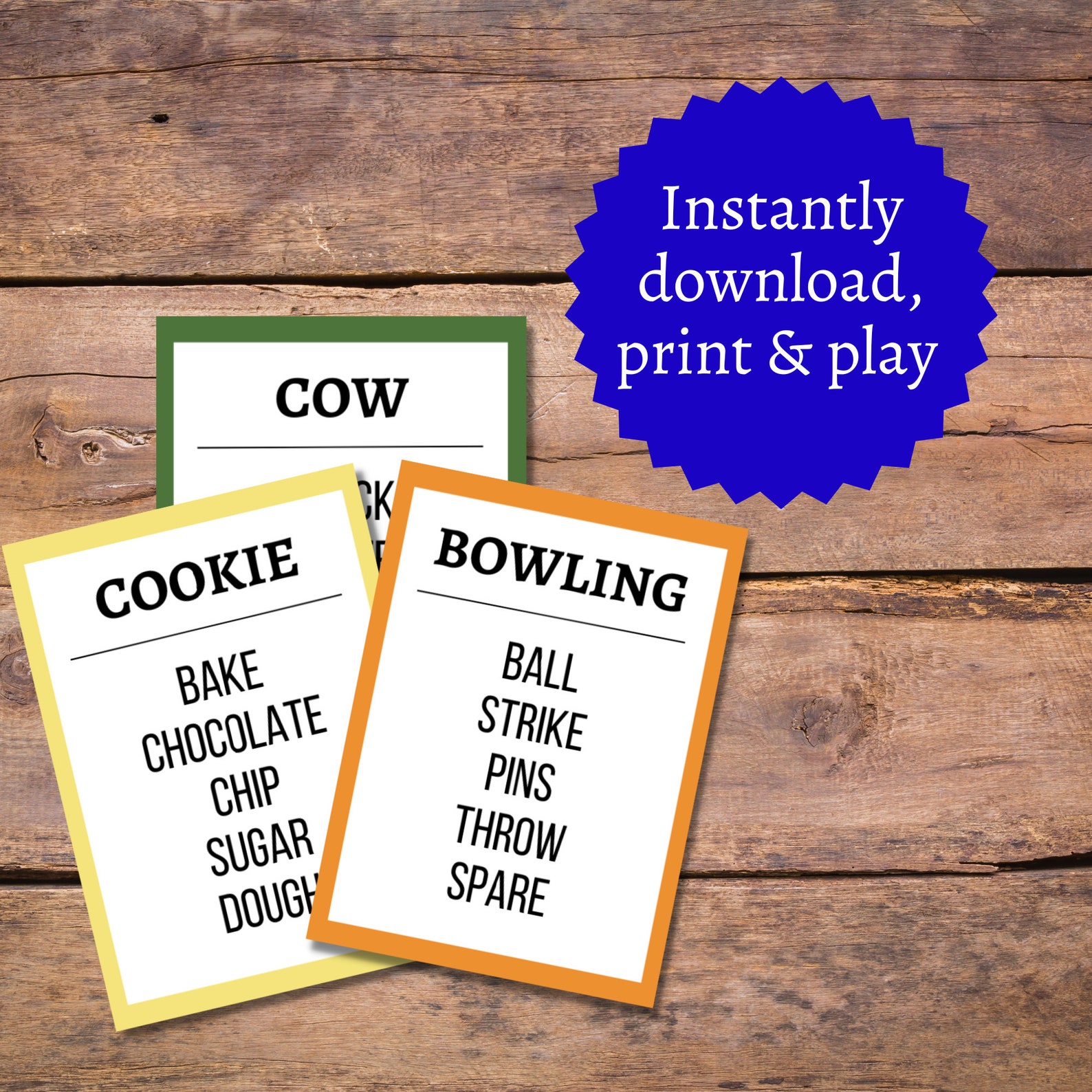 Family Taboo Game, Printable Card Game for Kids, Teens, and Adults ...