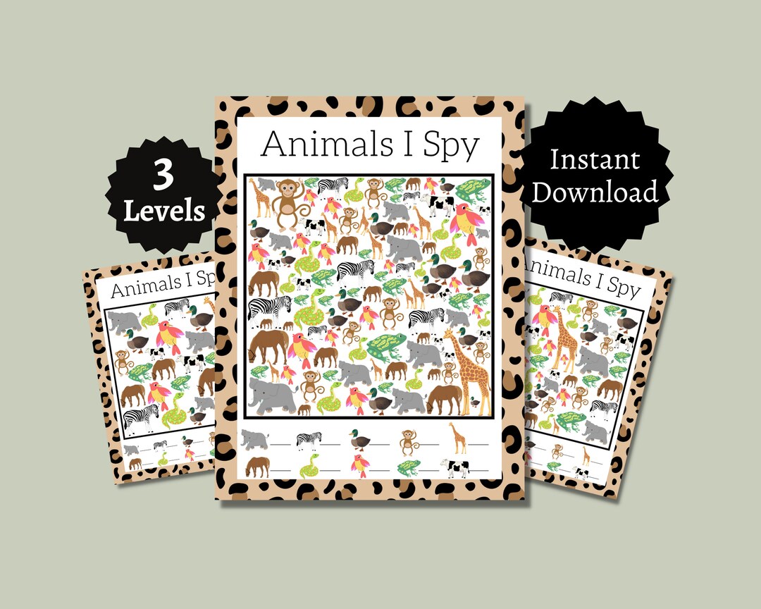 Animals I Spy Game, Animal Game for Kids, Printable Animals Learning ...