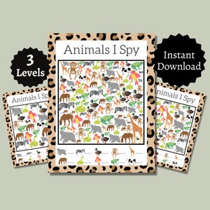 Animals I Spy Game, Animal Game for Kids, Printable Animals Learning ...