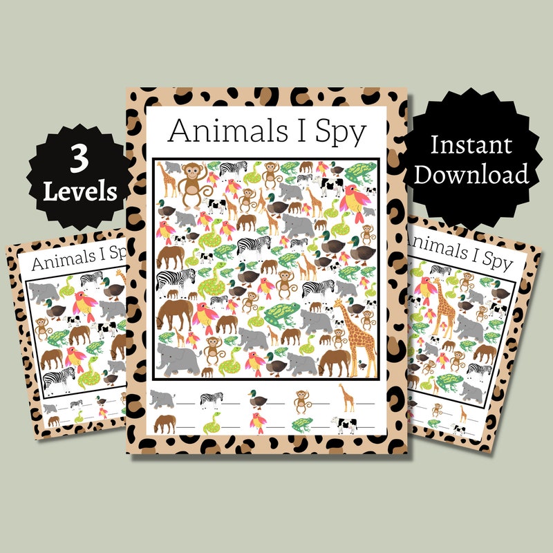 Zoo Animals Search and Find - Etsy
