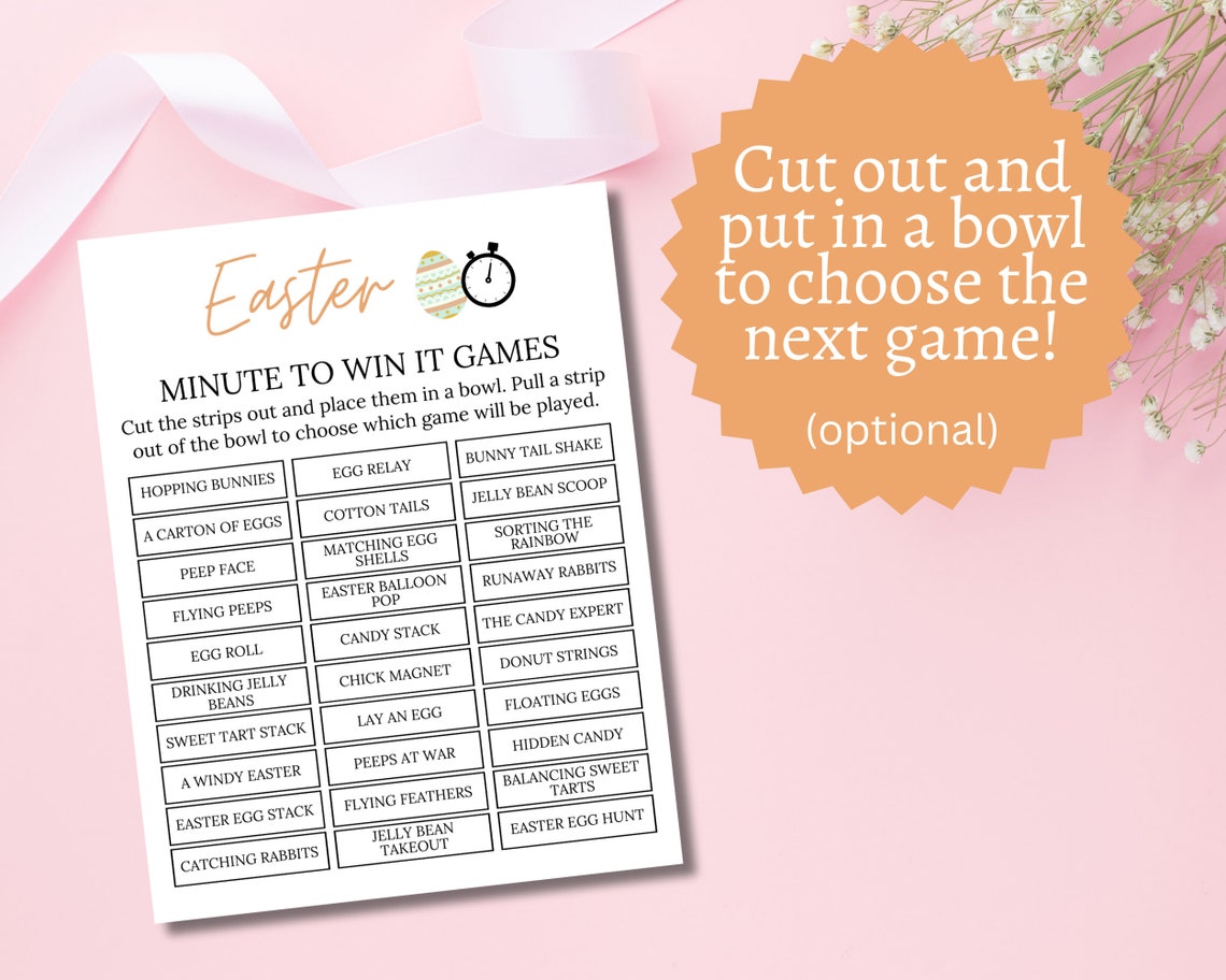 Easter Minute to Win It Bundle, Printable Easter Party Game for Kids ...