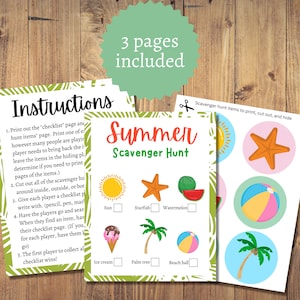 Summer Scavenger Hunt, Printable Summer Games for Kids, Luau Activity ...