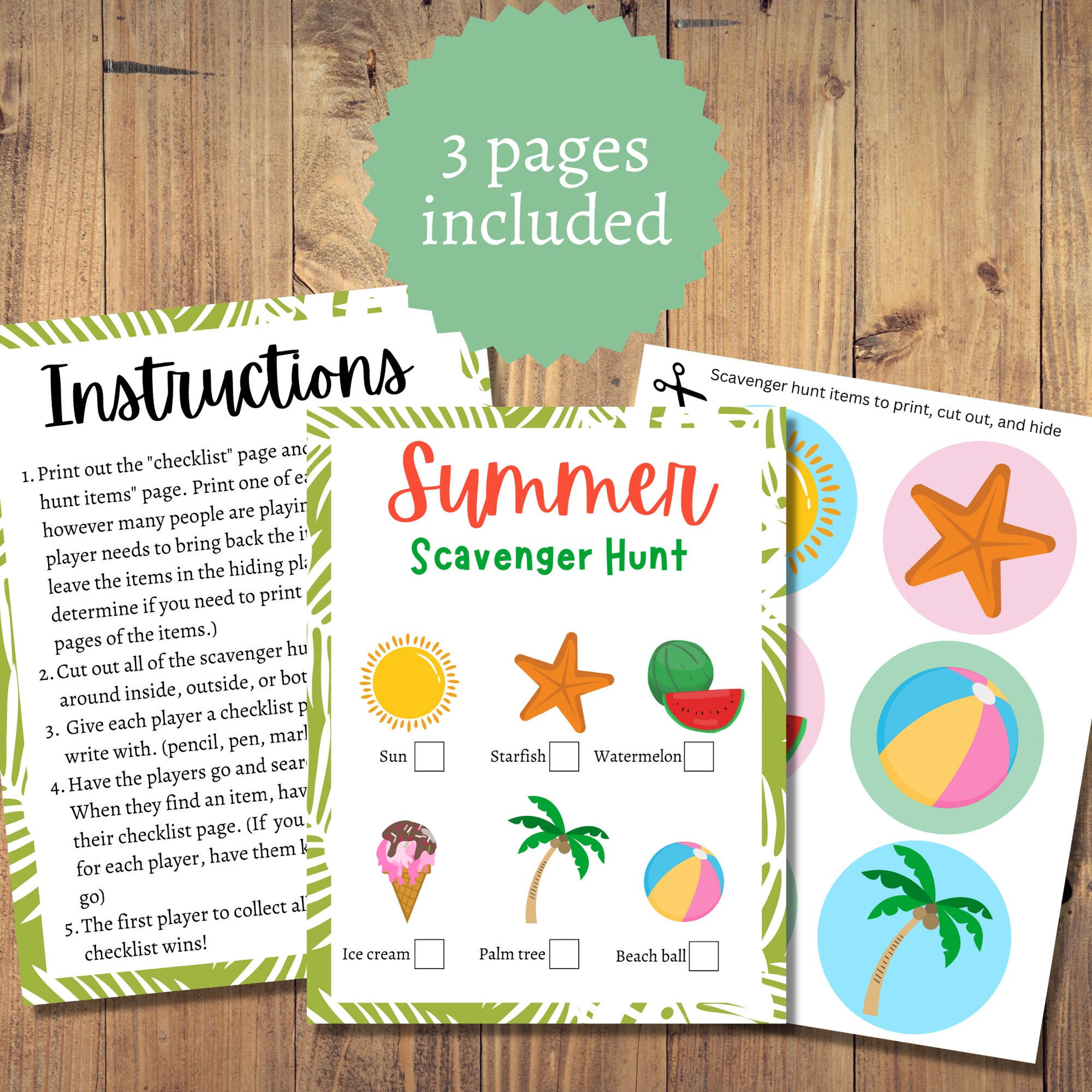 Summer Scavenger Hunt, Printable Summer Games for Kids, Luau Activity ...