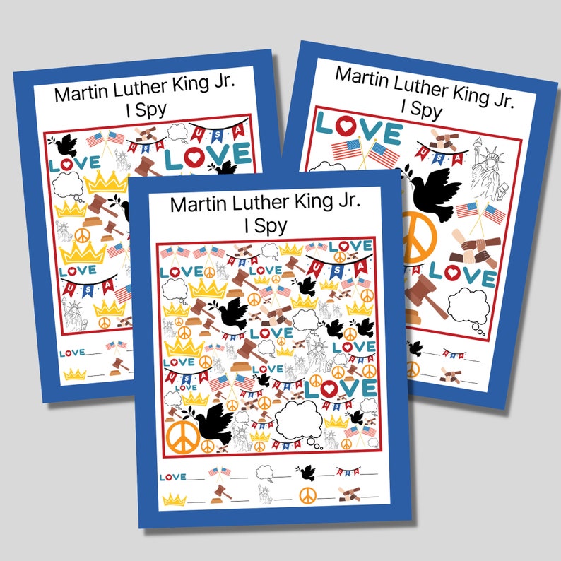 Martin Luther King Jr. I Spy Game, Printable MLK Day Activity for Kids ...