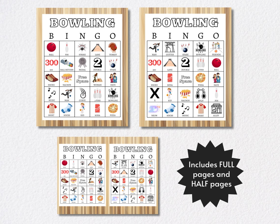 Bowling Bingo Cards, Printable Bowling Party Game for Kids, Teens, and ...