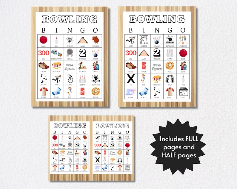 Bowling Bingo Cards, Printable Bowling Party Game for Kids, Teens, and ...