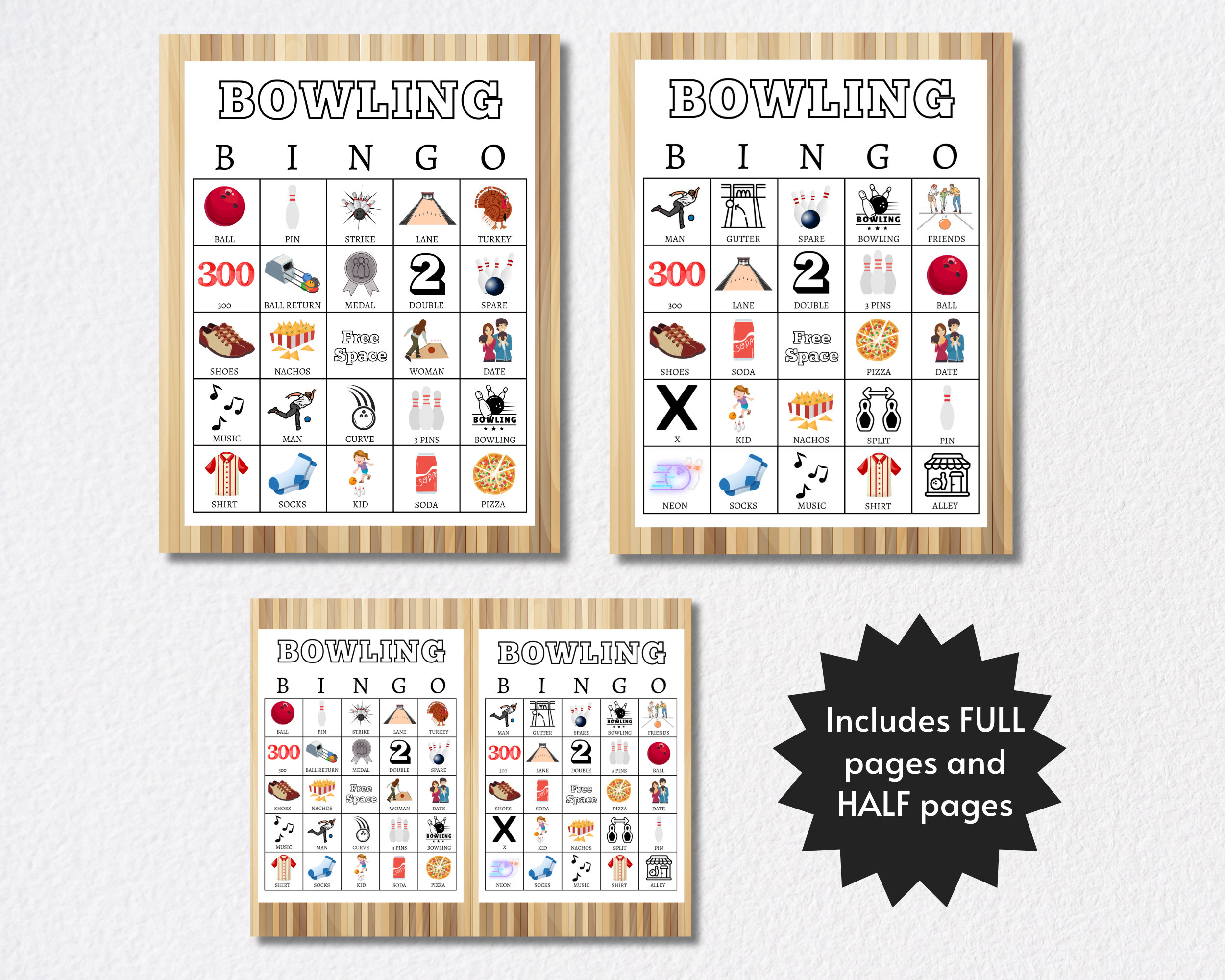 Bowling Bingo Cards, Printable Bowling Party Game for Kids, Teens, and ...
