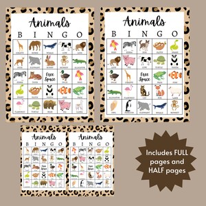 Animals Bingo Cards, Printable Animal Learning Game for Kids ...