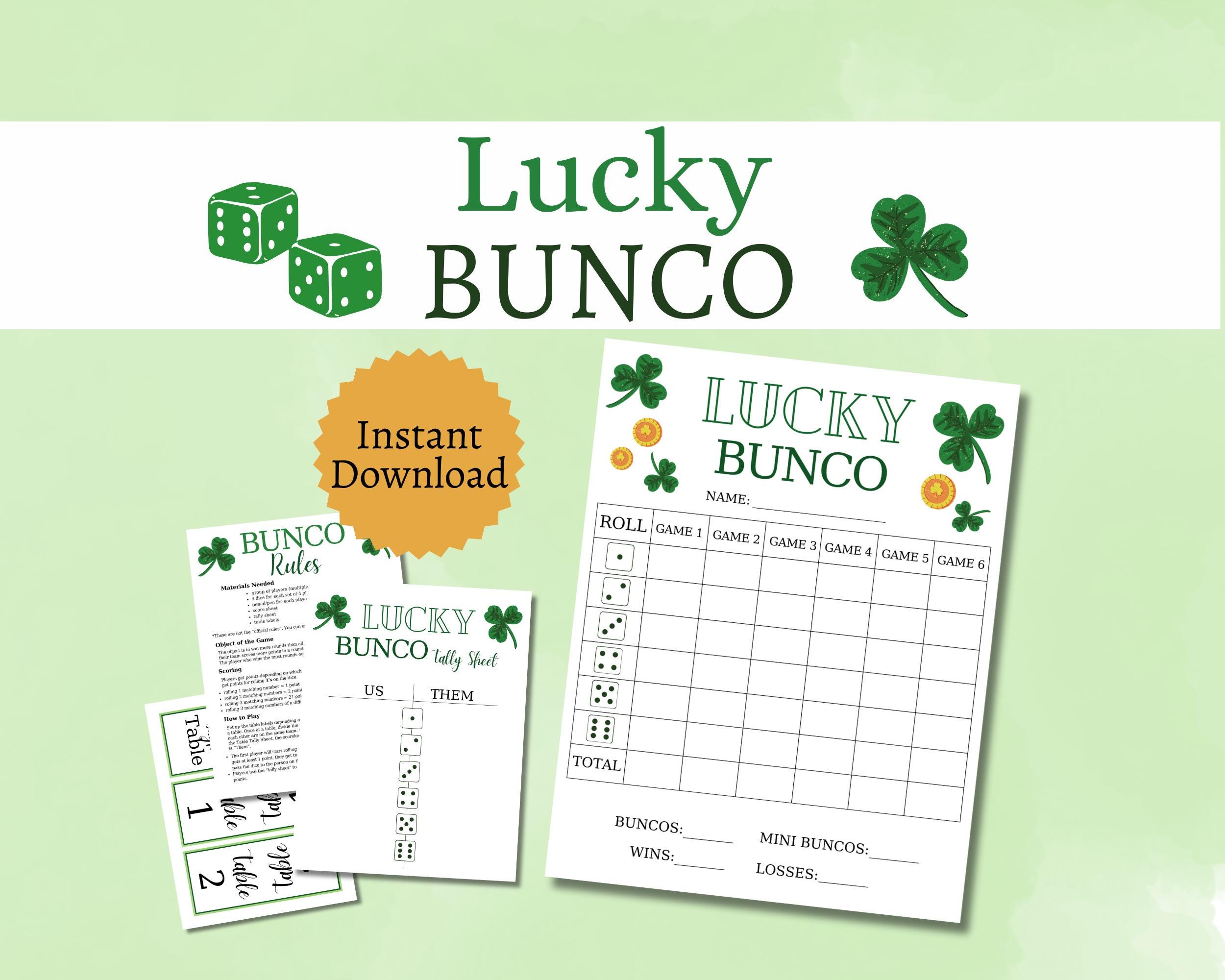 St. Patrick's Bunco, Printable Lucky Bunco Bundle, Saint Patricks Day ...