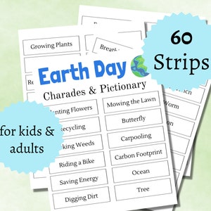 Earth Day Charades and Pictionary, Printable Earth Day Party Games for ...