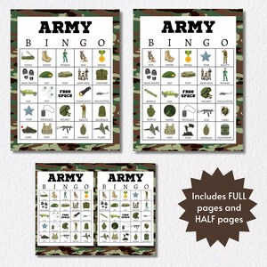 Army Bingo Cards, Printable Military Game for Kids, Teens, and Adults ...