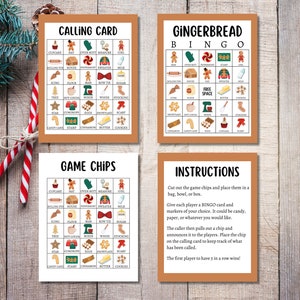 Gingerbread Bingo Cards, Printable Christmas Party Game, Holiday ...
