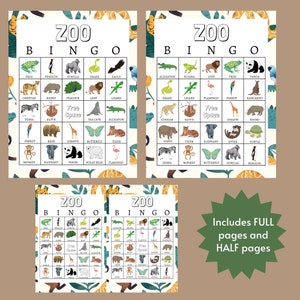 Zoo Bingo, Zoo Animals Game, Animal Bingo, Printable Bingo Game for ...