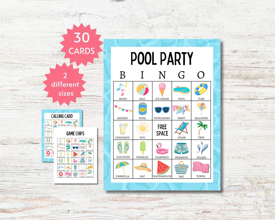 Pool Party Bingo Game: Summer Fun for Kids & Adults (PDF Download) - Etsy
