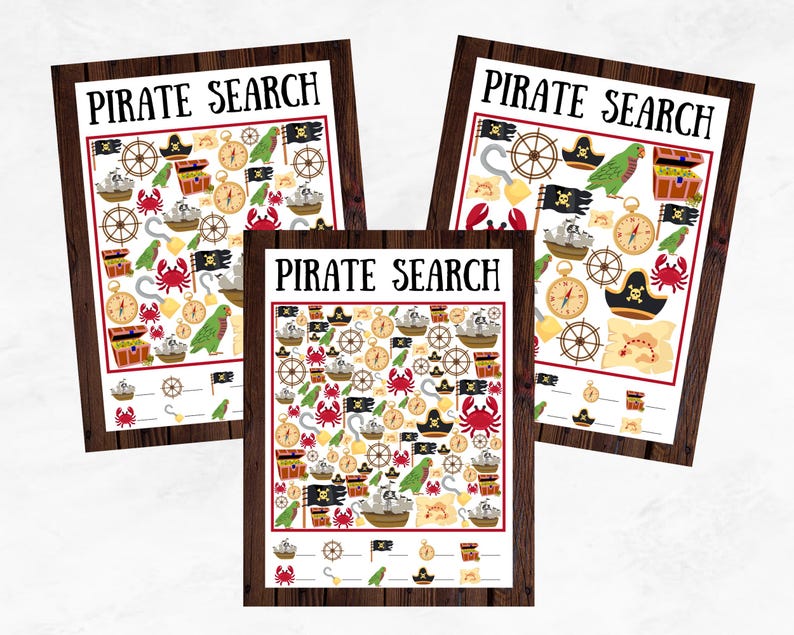 Pirate Search and Find Game, Printable Pirate-themed Party Game for ...